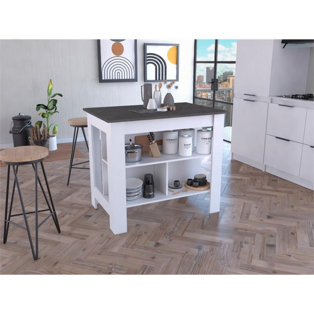 Home Square 2-Piece Set with Wood Kitchen Island and Kitchen Service ...