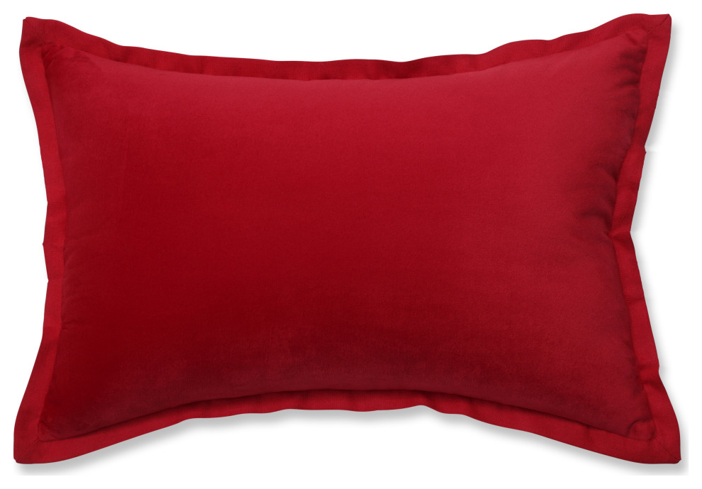 Indoor Velvet Flange Red Lumbar Rectangular Throw Pillow - Contemporary ...