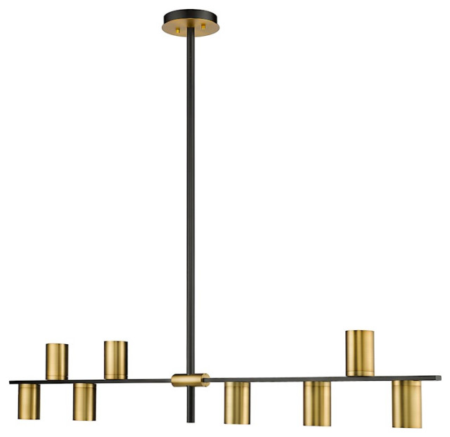 Z-Lite Calumet 8-Light Island/Billiard in Matte Black/Olde Brass, 814 ...