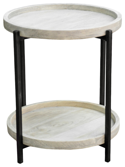 Zuri Bleached Wood and Iron Side Table - Transitional - Side Tables And ...