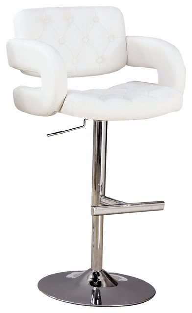 Benzara BM69049 Modern Style Adjustable Height Bar Stool, White ...