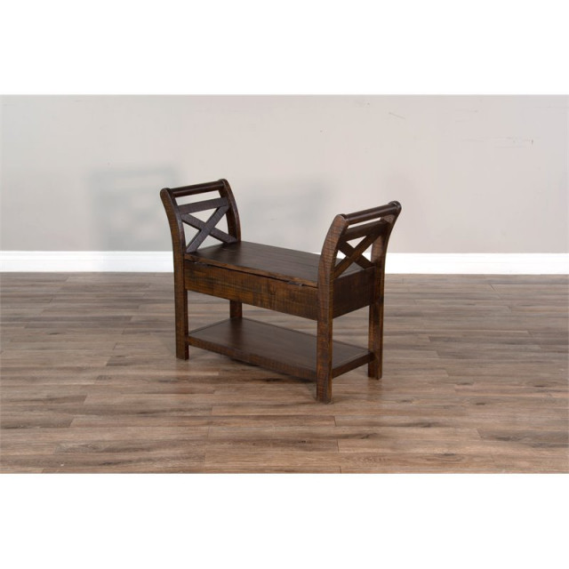 Sunny Designs 28" Farmhouse Wood Accent Bench with Storage in Marble ...