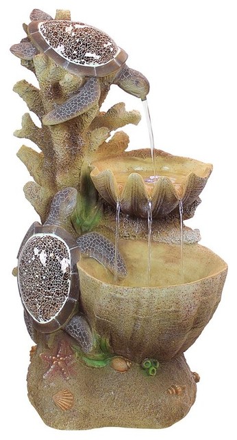 Turtle Cove Cascading Sculptural Fountain - Beach Style - Outdoor ...