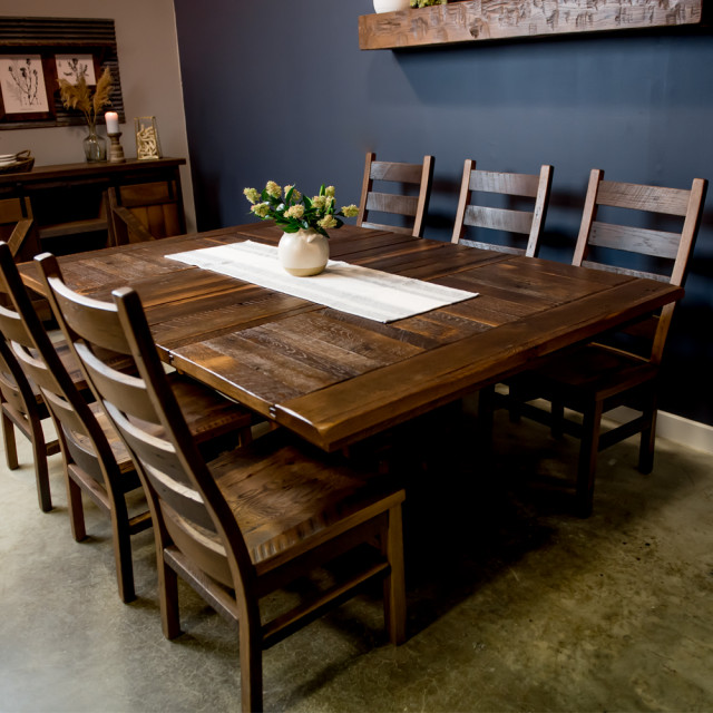 Hawthorne Reclaimed Barnwood Square Table, 60x60, 4 Leaves - Rustic ...