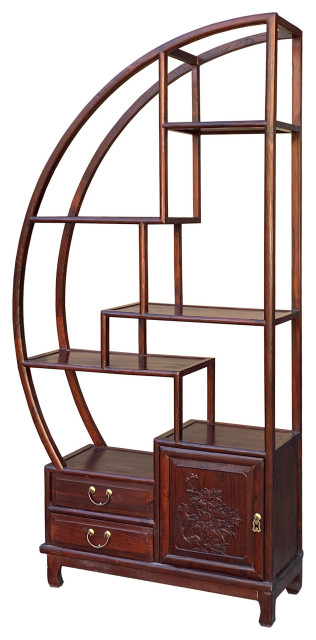 Chinese Brown Half-Round Shape Display Curio Cabinet Room Divider ...