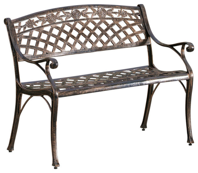GDF Studio Casablanca Outdoor Copper Cast Aluminum Bench - Traditional ...