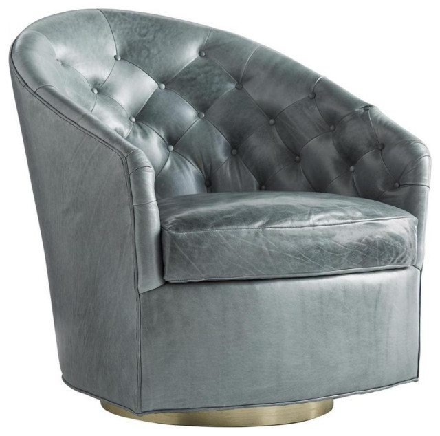 Capri Chair, Leather, Champagne Swivel, Top Grain Aniline Leather, 32.5 ...