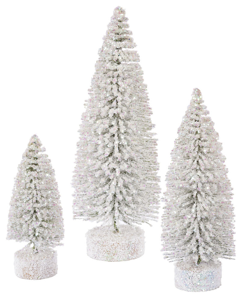 5"-7"-9" White Snow Oval Tree Set - Contemporary - Christmas Trees - by ...