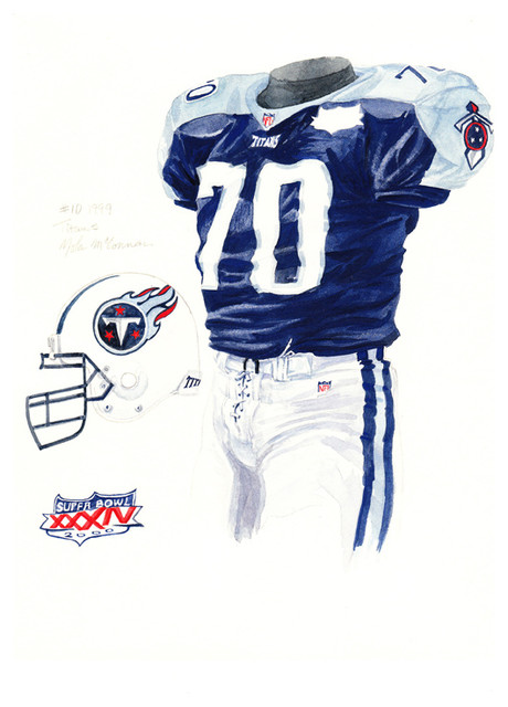 Original Art of the NFL 1999 Tennessee Titans Uniform - Traditional ...