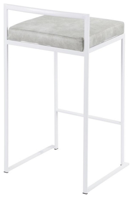 Fuji Contemporary Stackable Counter Stools, White, Set of 2, Light Gray ...
