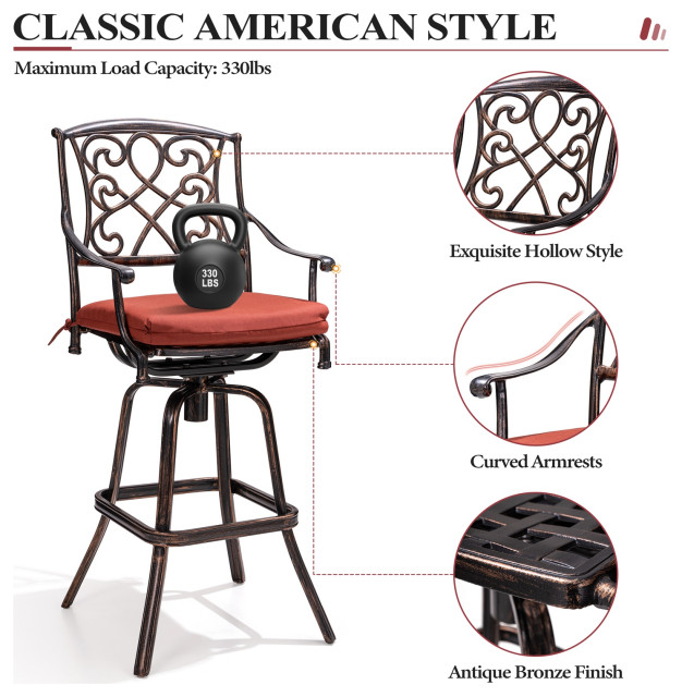 Crestlive Products Patio Counter Height Swivel Bar Stool - Contemporary ...