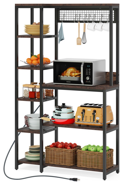 Tribesigns Bakers Rack With Power Outlets, 8-Tier Microwave Stand With ...