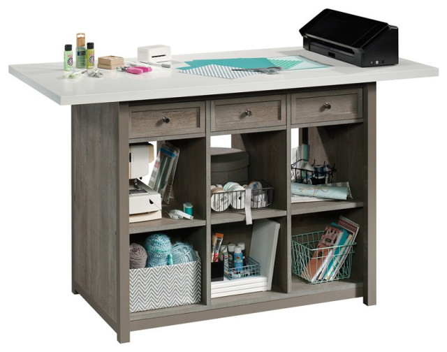 Sauder Craft Pro Series Engineered Wood Craft Table in Mystic Oak ...