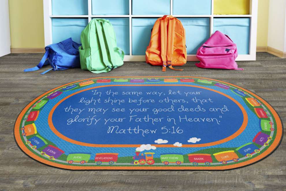 Flagship Carpets VA294-33A 6'X8'4" Oval New Testament Educational Rug ...