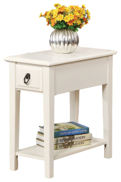 HomeRoots White Wooden Sleek Magazine Rack Side Table - Transitional ...
