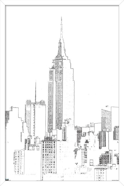 Line Art - New York Skyline, 22.375" x 34" - Contemporary - Prints And ...