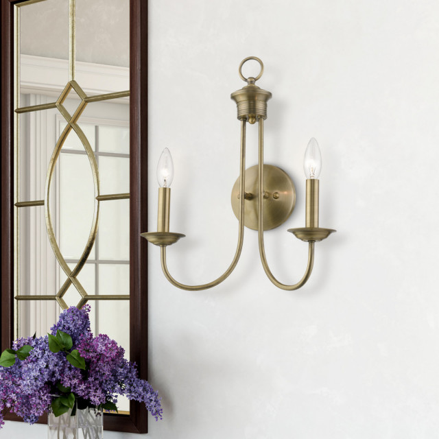 Estate 2 Light Antique Brass Double Sconce - Transitional - Wall ...
