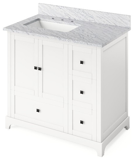 Addington Modern White 36" Single Bowl Left Offset Vanity - Modern ...
