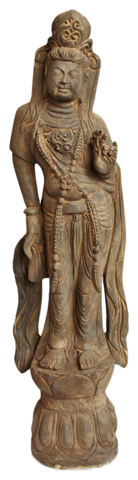 Stone Quan Yin Statue - Asian - Garden Statues And Yard Art - by Design ...