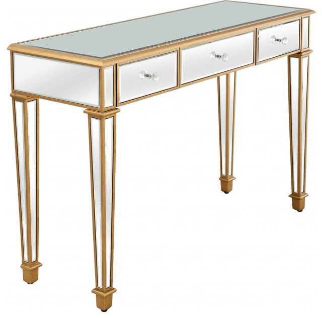 Gold Finish Trim Console Table - Transitional - Console Tables - by ...