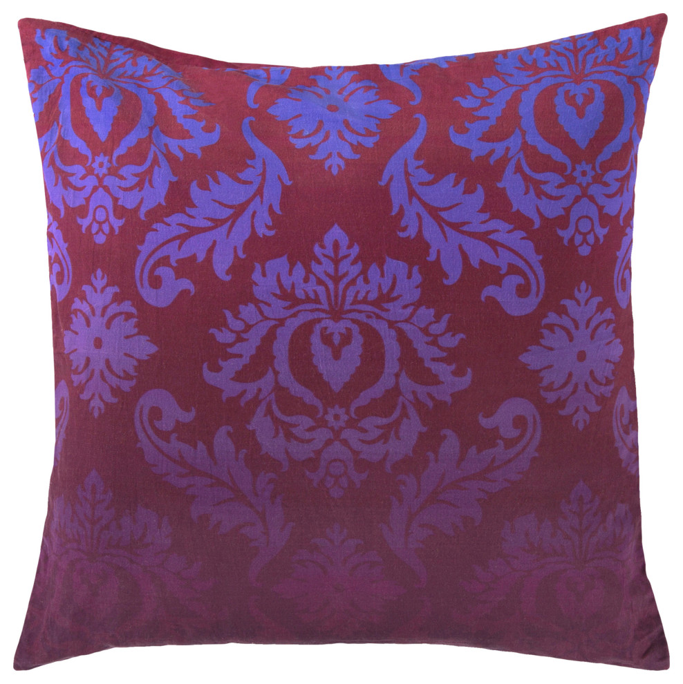 Surya Elizabeth SY-013 18"x18" Pillow Cover, Eggplant/Violet ...