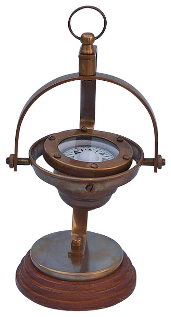 Hanging Compass, Antique Brass, 9" - Contemporary - Decorative Objects ...