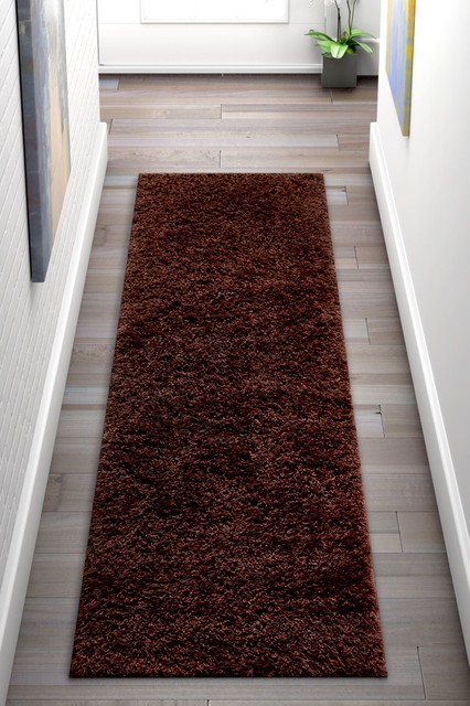 Well Woven Tacoma Enchanting Brown Modern Solid Shag Area Rug TA-15, 2 ...