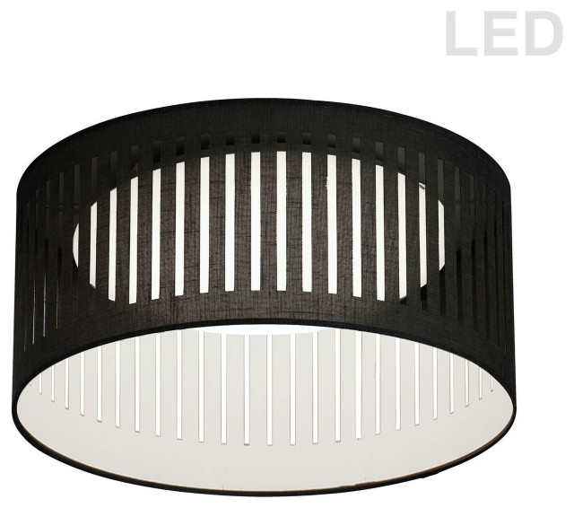 LED Flush Mount, Slit Drum Shade, Black - Transitional - Flush-mount ...