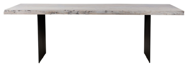 94" White Rectangular Dining Table Live Edge Solid Wood Top Seats 8 or ...