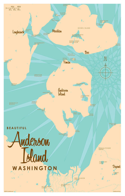 by Lakebound Anderson Island Washington Map Art Print, 24"x36 ...