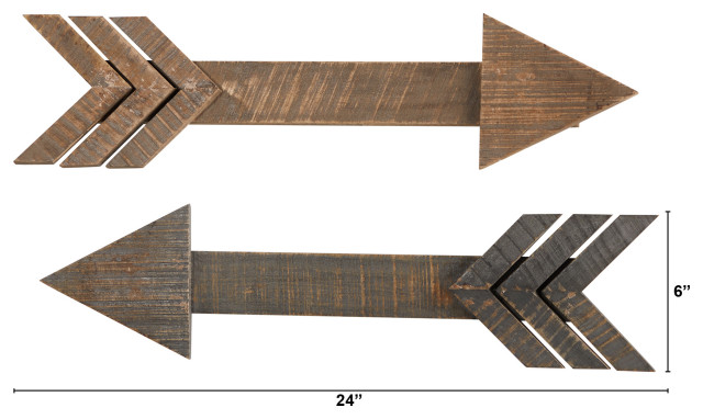 2' Rustic Wood Arrows Wall Art Decor, Set of 2 - Rustic - Wall Accents ...