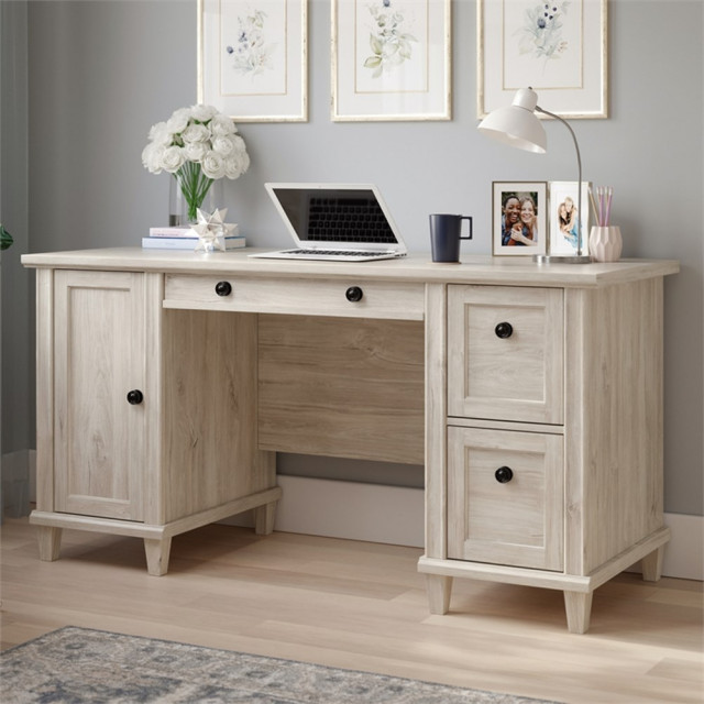 Sauder Hammond Collection Engineered Wood Computer Desk in Chalk Oak ...