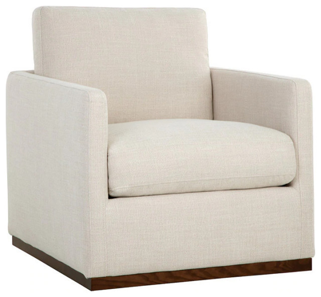 Wilfred Swivel Lounge Chair Effie Linen - Transitional - Armchairs And ...