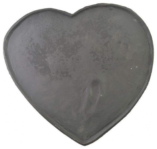 Cast Iron Yard And Garden Stepping Stone, Heart And Foot Prints ...