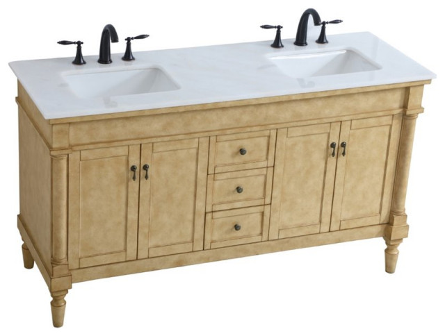 Elegant Decor Lexington 60" Double Marble Top Bathroom Vanity in ...