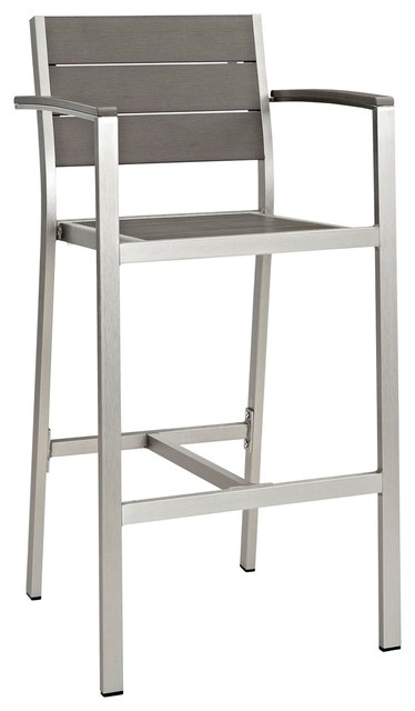 Modern Contemporary Urban Outdoor Patio Bar Stool Chair, Gray Gray ...