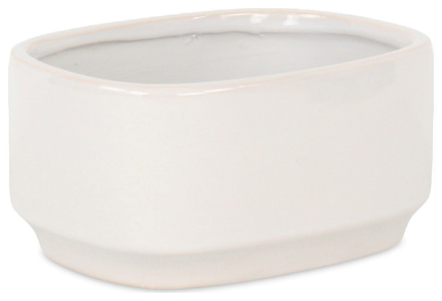 Curved Ceramic Pot - Large - Off White - Transitional - Indoor Pots And ...