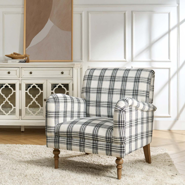 Upholstered Armchair With Checkerboard Pattern - Contemporary ...