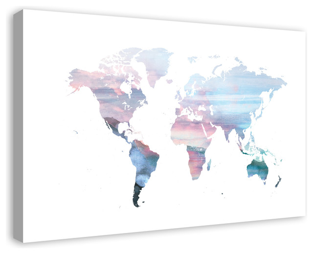 Pastel World Map 24x36 Canvas Wall Art - Contemporary - Prints And ...