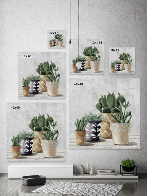 "Triangle Pots" Painting Print on Wrapped Canvas, 24x24 - Southwestern ...