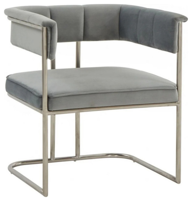 Silas Modern Light Gray and Stainless Steel Dining Chair, Set of 2 ...