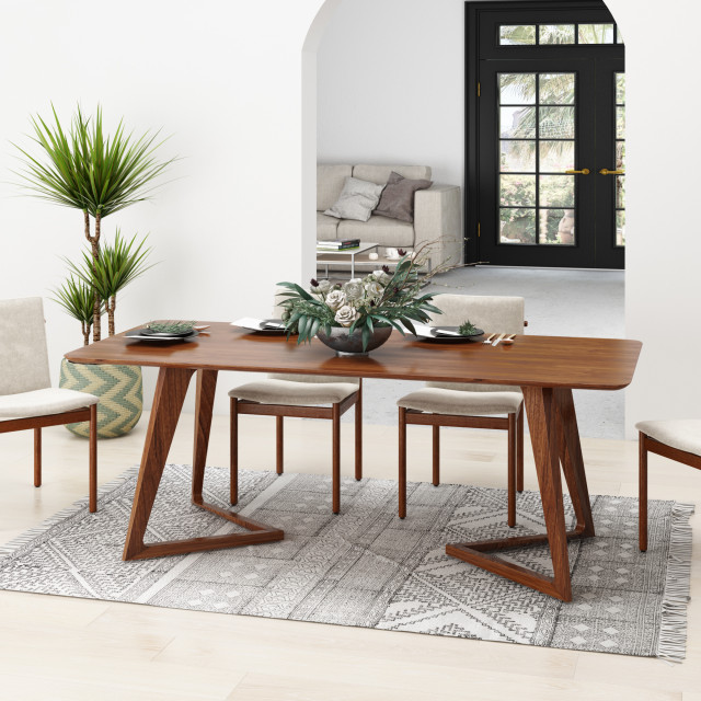 Modrest Jett Contemporary Walnut Dining Table - Midcentury - Dining Tables - by VirVentures | Houzz