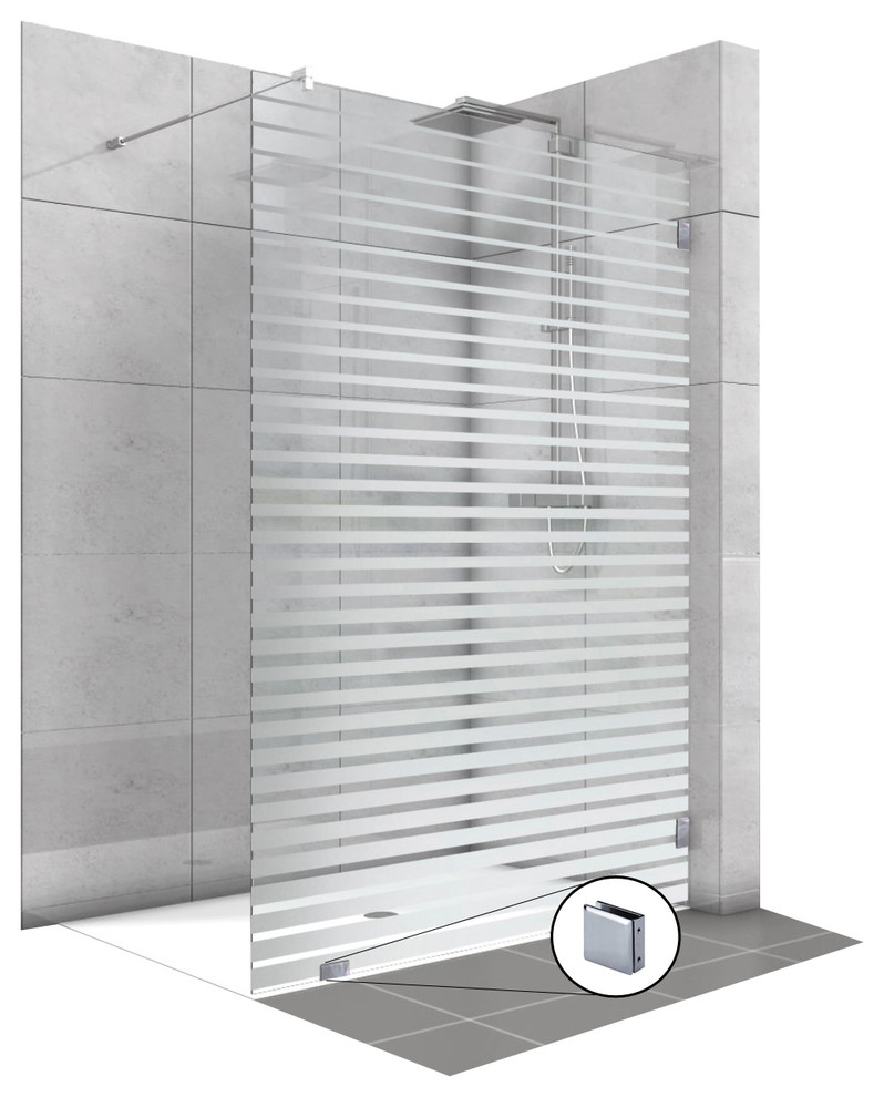 Fixed Shower Screens With Lines Design, 25-1/2" X 75" - Contemporary ...