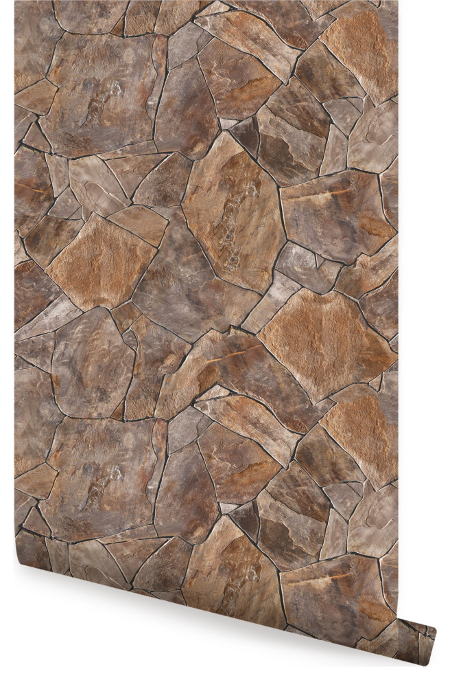 Split Stone Mosaic Stone Look Peel and Stick Vinyl Wallpaper, 24" X 60 ...