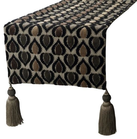 Designer Decorative Table Runners Black, Brown, Velvet, Peacock Art ...