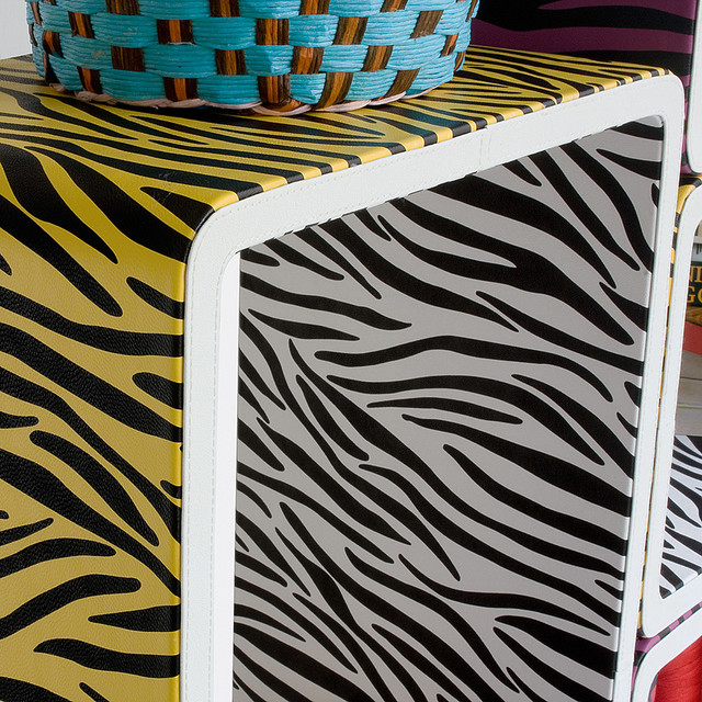 Purple Yellow Zebra Rectangle Leather Wall Shelf / Floating Shelf (Set ...