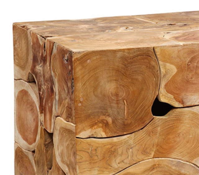 Salvaged Teak Root Block Bench Table - Rustic - Accent And Storage ...