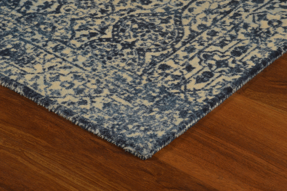 Navy Modern Heritage Distressed Vintage Inspired Area Rug, 7'6" x 9'6 ...