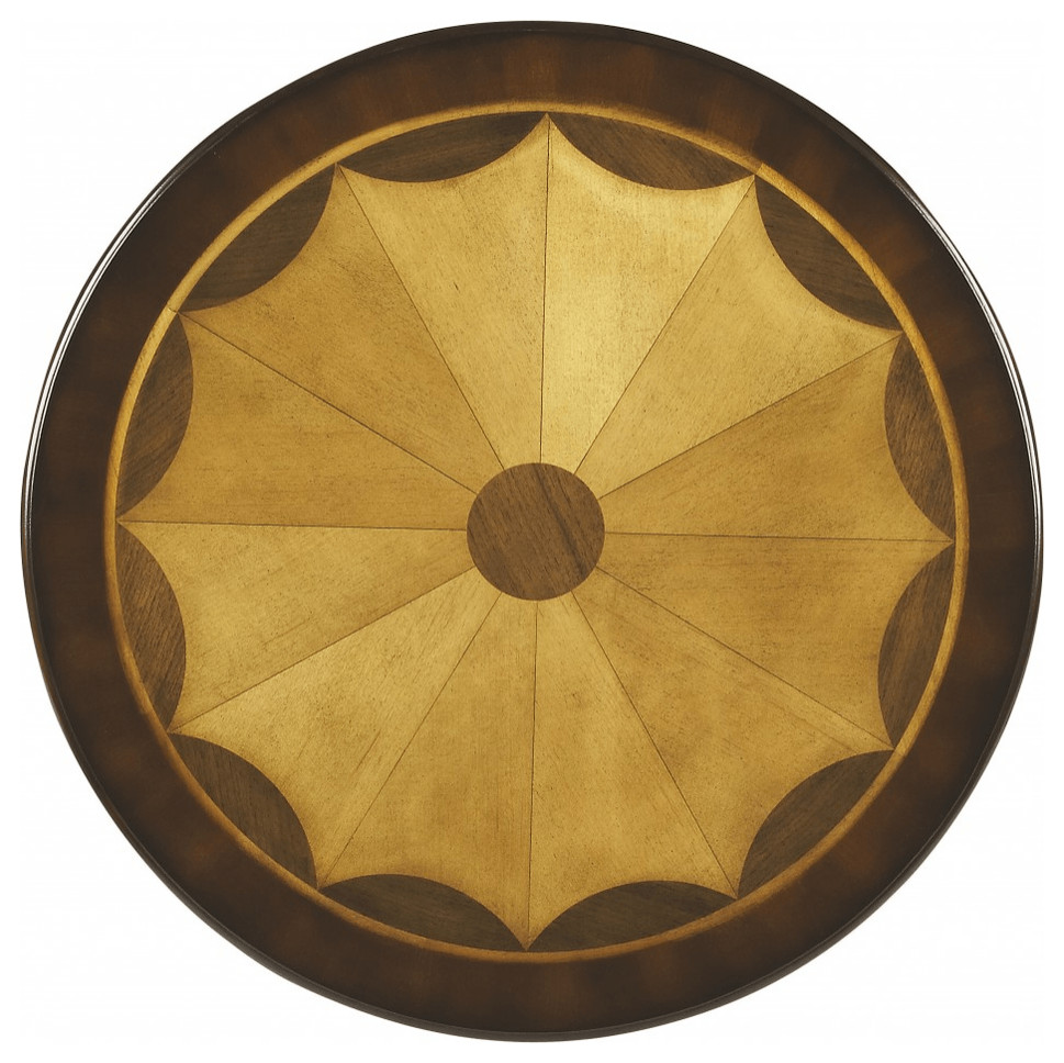 30" Brown Round Coffee Table - Traditional - Coffee Tables - by ...