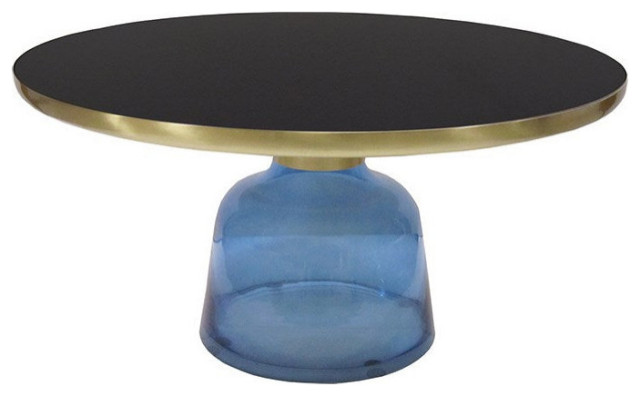 Angelus Black Glass Top, Glass Base, Blue - Contemporary - Side Tables ...